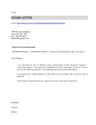 COVER LETTER ENGLISH | PDF