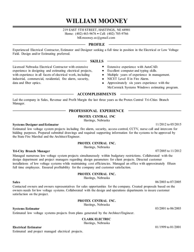 Bill Mooney Resume 2015 Rev1 | DOCX | Civil Engineering Industry ...