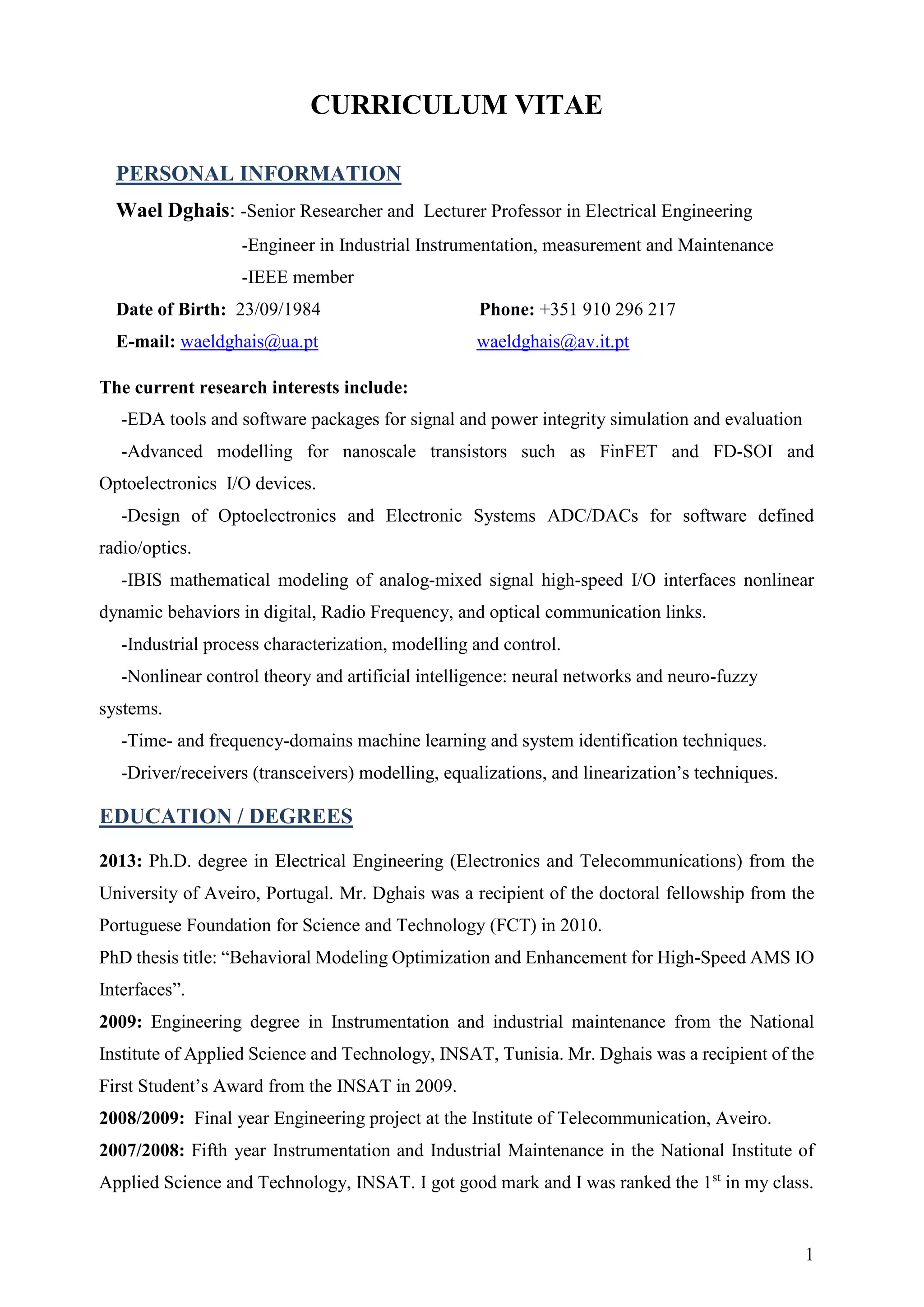 CV_Wael_Dghais_2015 | PDF