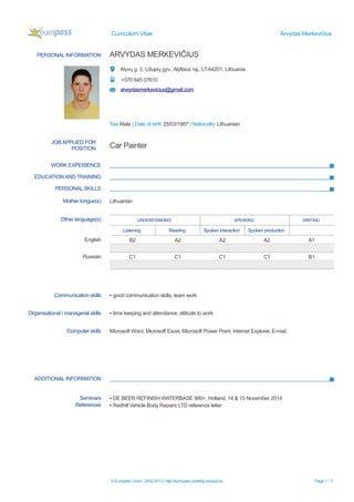 CV EuroPass Arvydas | DOC