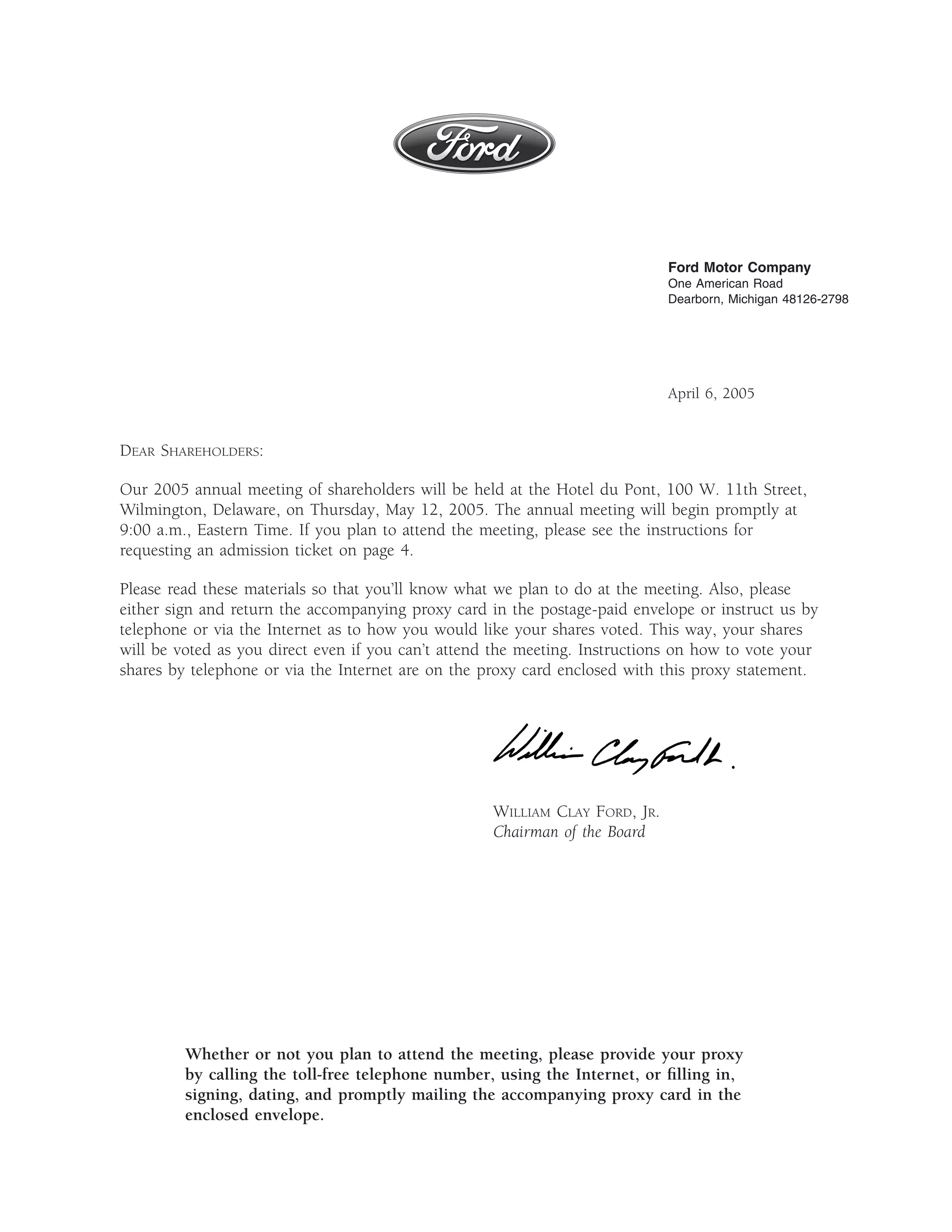 ford 2005 Proxy Statement | PDF