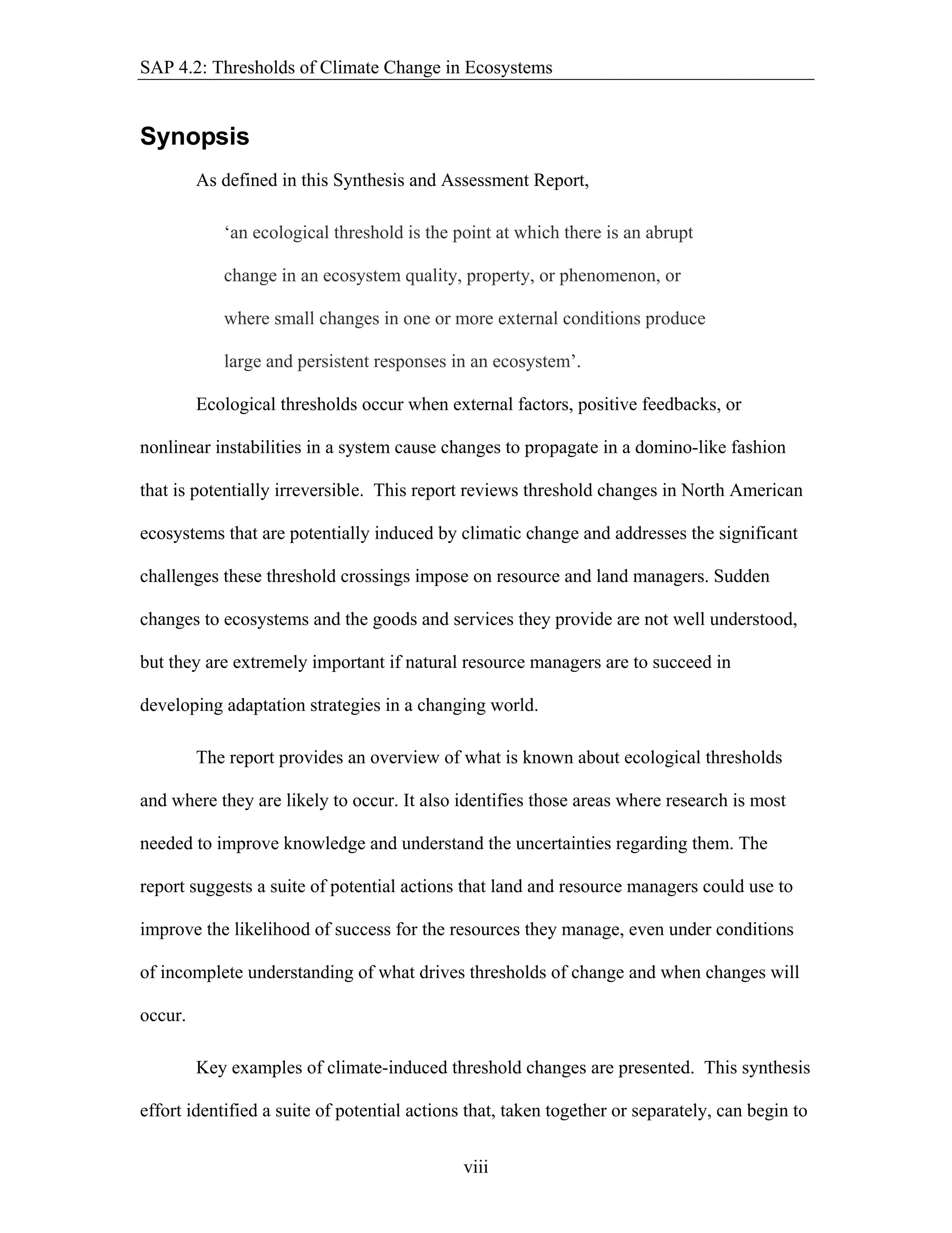 Thresholds of Climate Change in Ecosystems | PDF