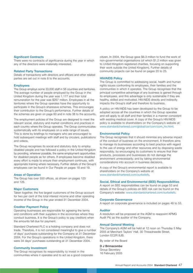 standardchartered Annual Report and Accounts 2004 | PDF