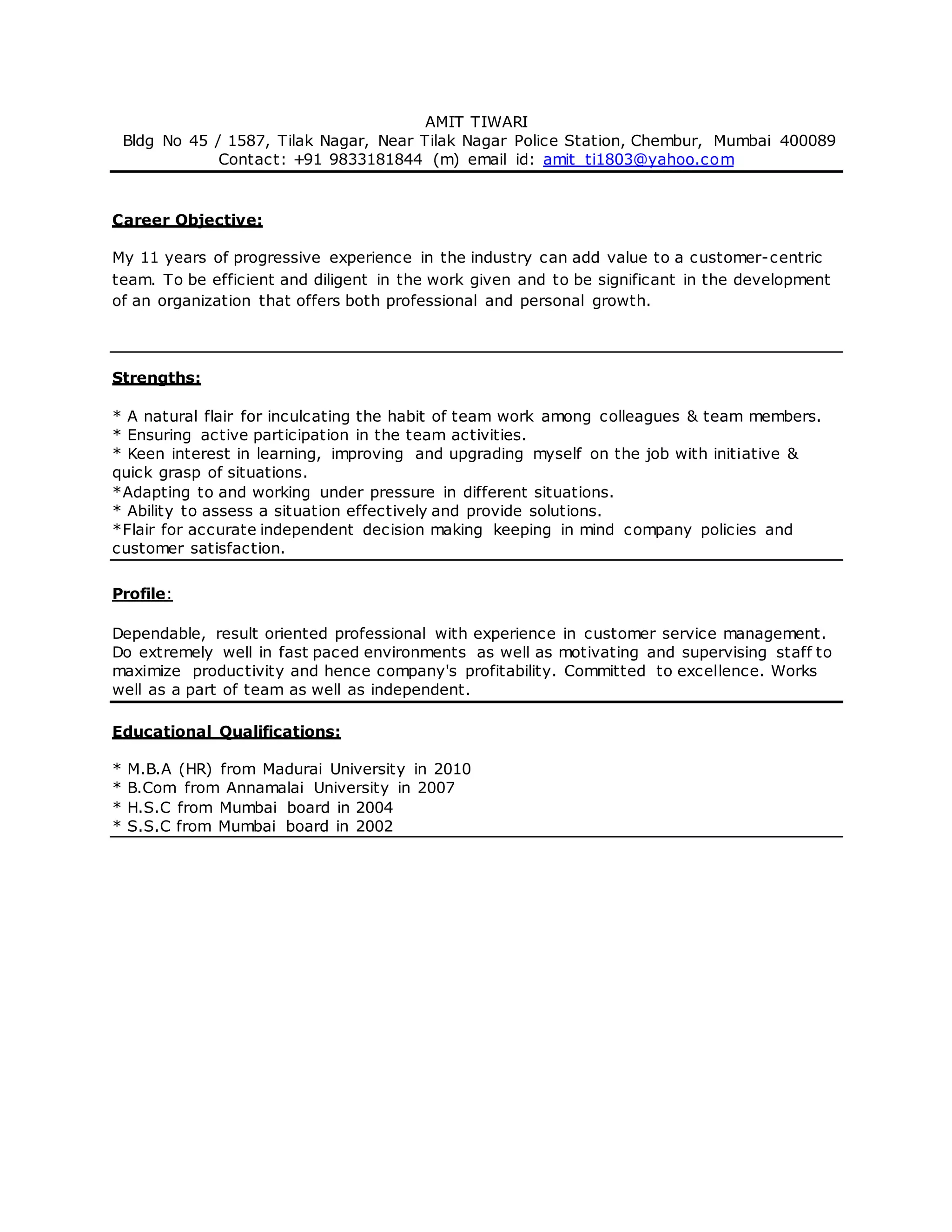 AMIT TIWARI CV | DOCX