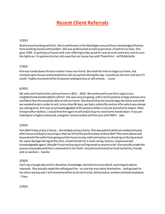 Recent Client Referrals | PDF