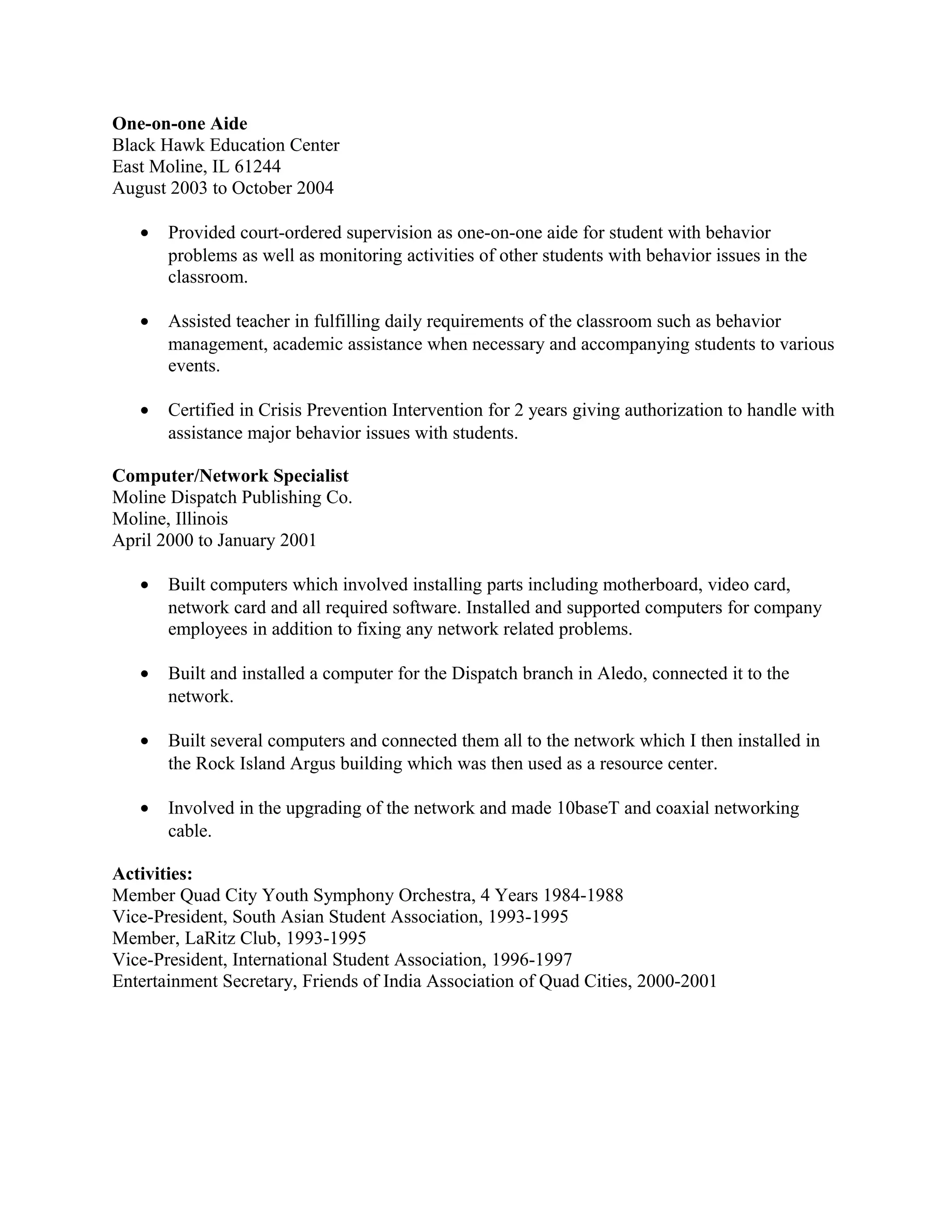 Tanesh's 2016 teaching resume | PDF
