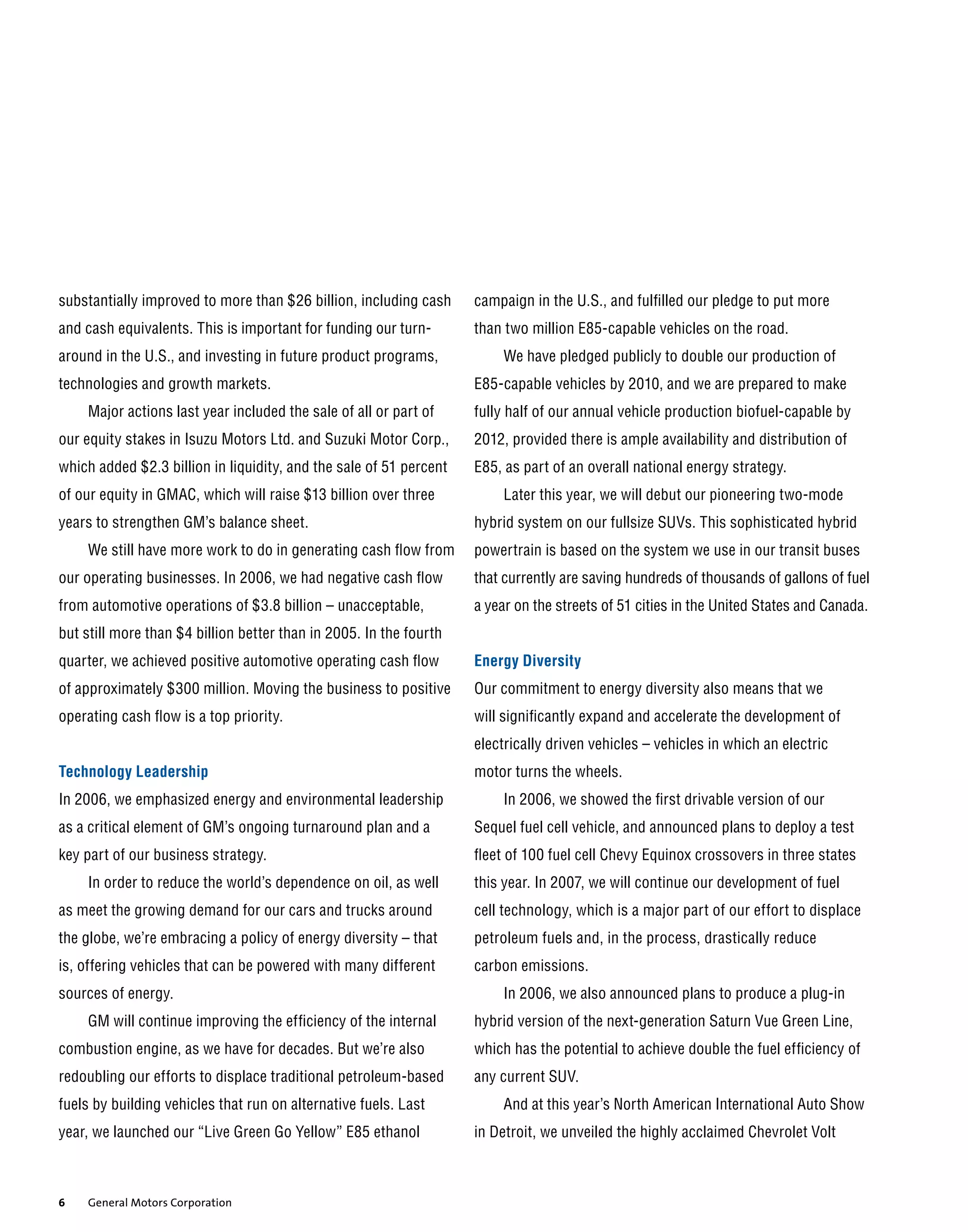 gm 2006 Annual Report Letter to Stockholders | PDF