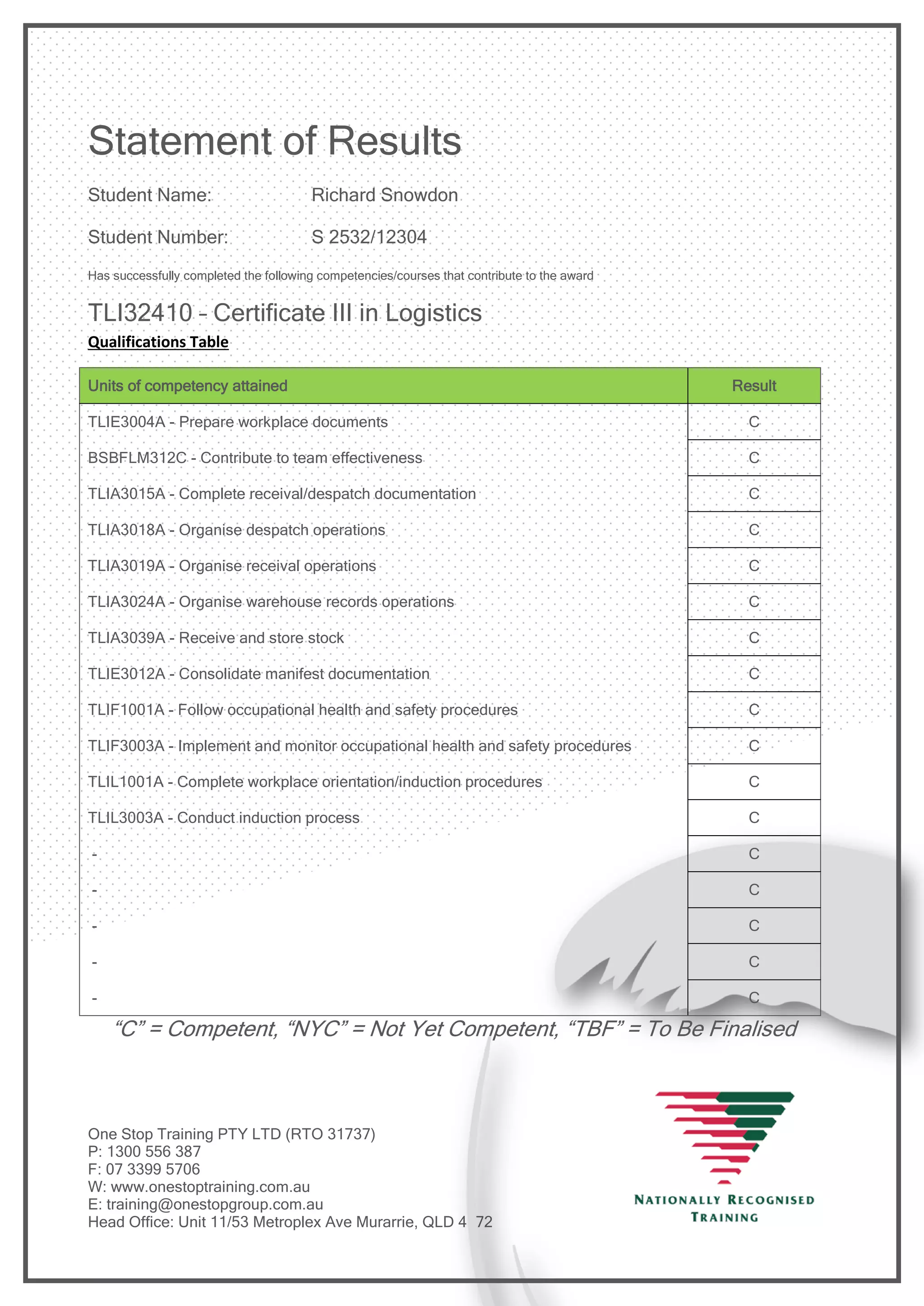 Certificate III in Logistics | PDF