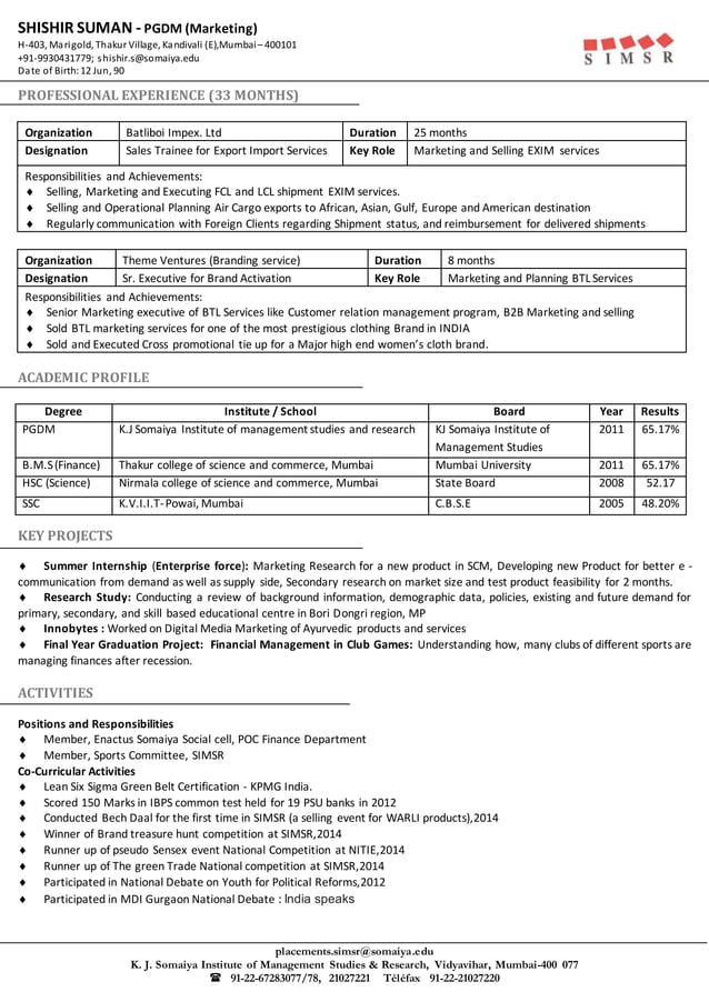 Shishir suman CV 2015 | PDF