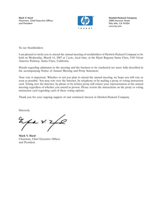 hp 2007 proxy statement | PDF | Economy | Business and Finance