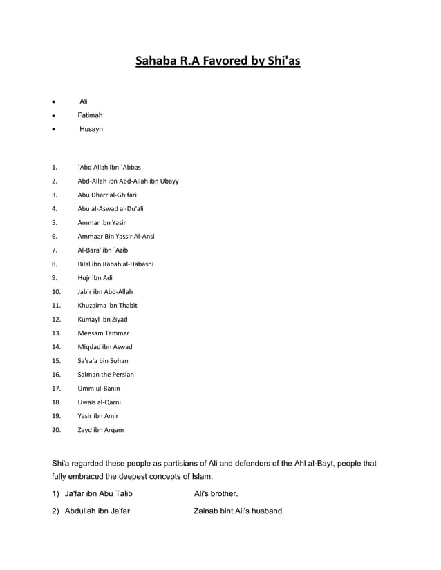 94556902 list-of-sahaba-r-a-updated | PDF