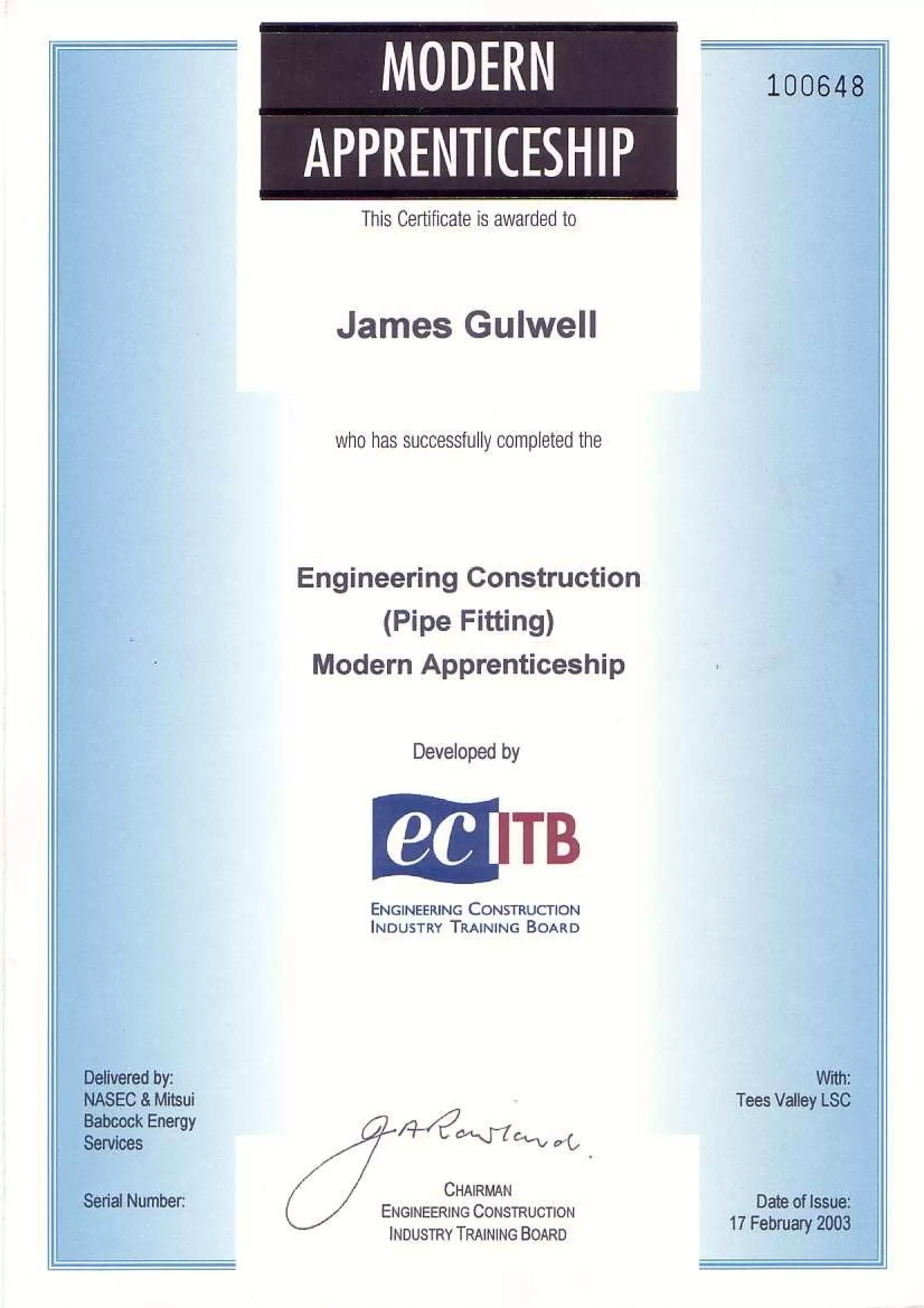 apprenticeship certificate | PDF