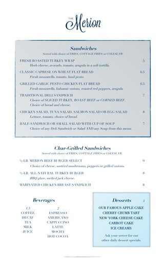 Merion Lunch Menu | PDF