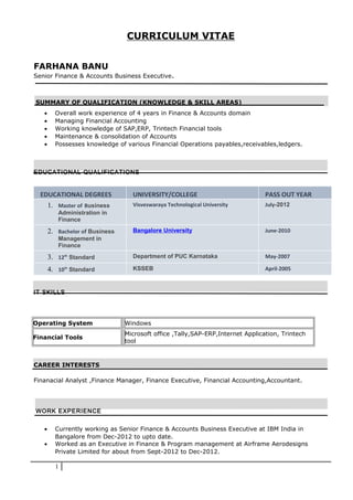 MBA-Farhana Resume | PDF