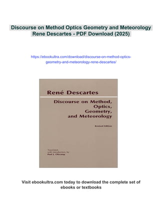 Discourse on Method Optics Geometry and Meteorology Rene Descartes | PDF