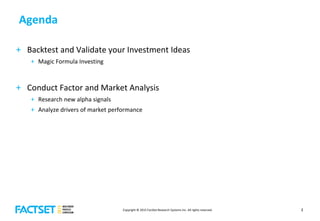 FactSet Symposium 2015 - Fast Track Your Quant Research | PPT