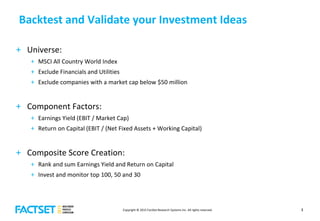 FactSet Symposium 2015 - Fast Track Your Quant Research | PPT