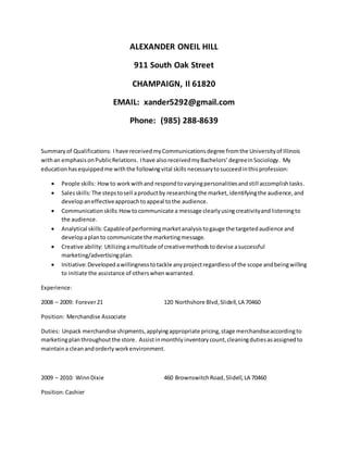 Alex Hill resume | DOCX