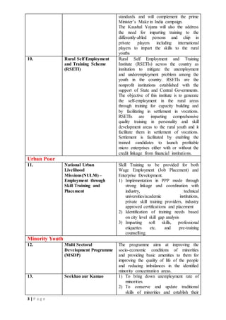 Schemes of Skill Development | DOCX | Vocational Training | Careers