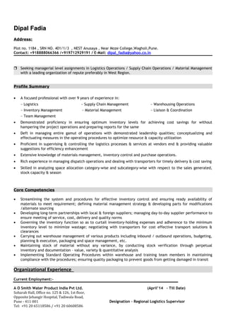 New Resume Dipal Fadia | DOC