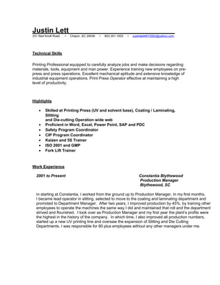 Justin Lett Resume | PDF