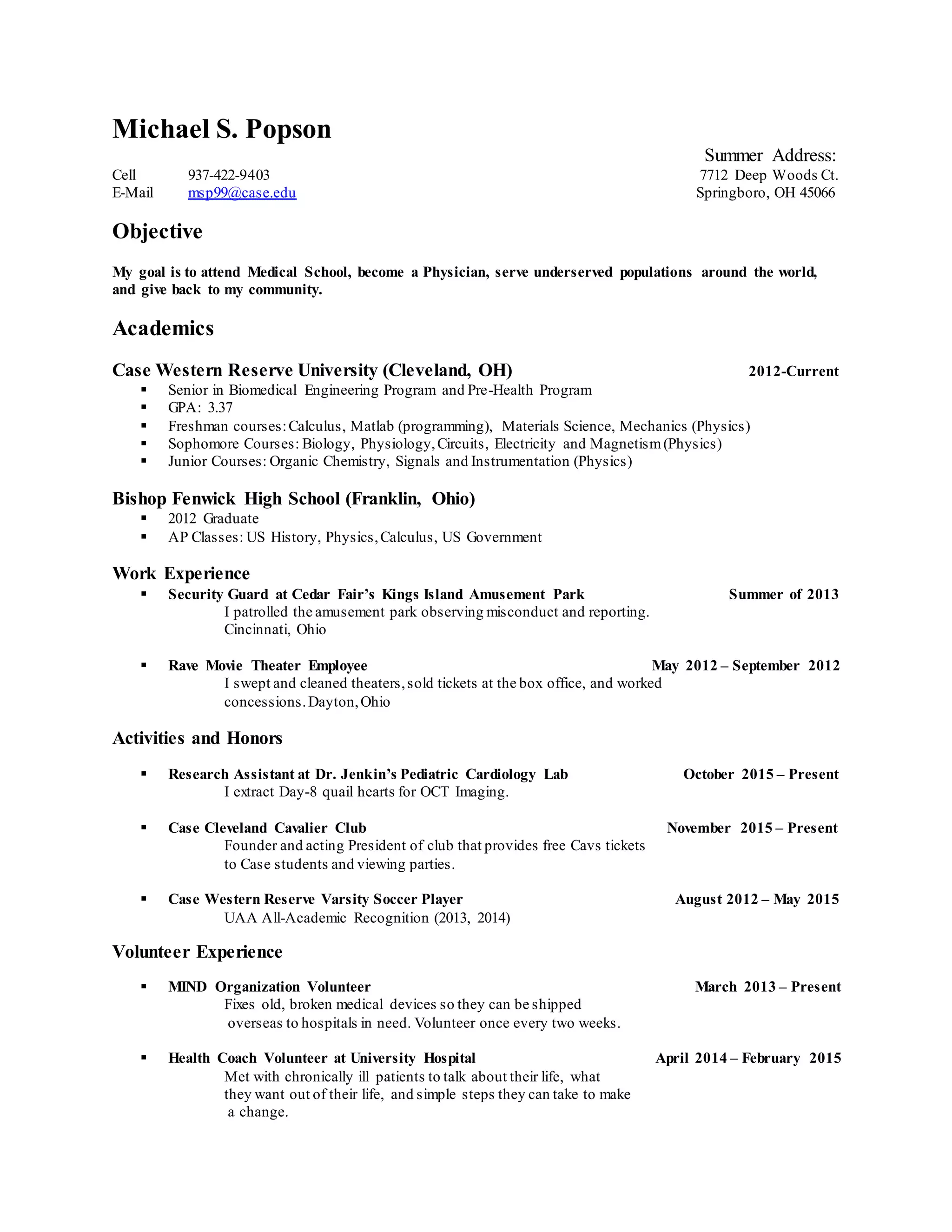Popson,Michael_Resume | DOCX | Healthcare Industry | Industries
