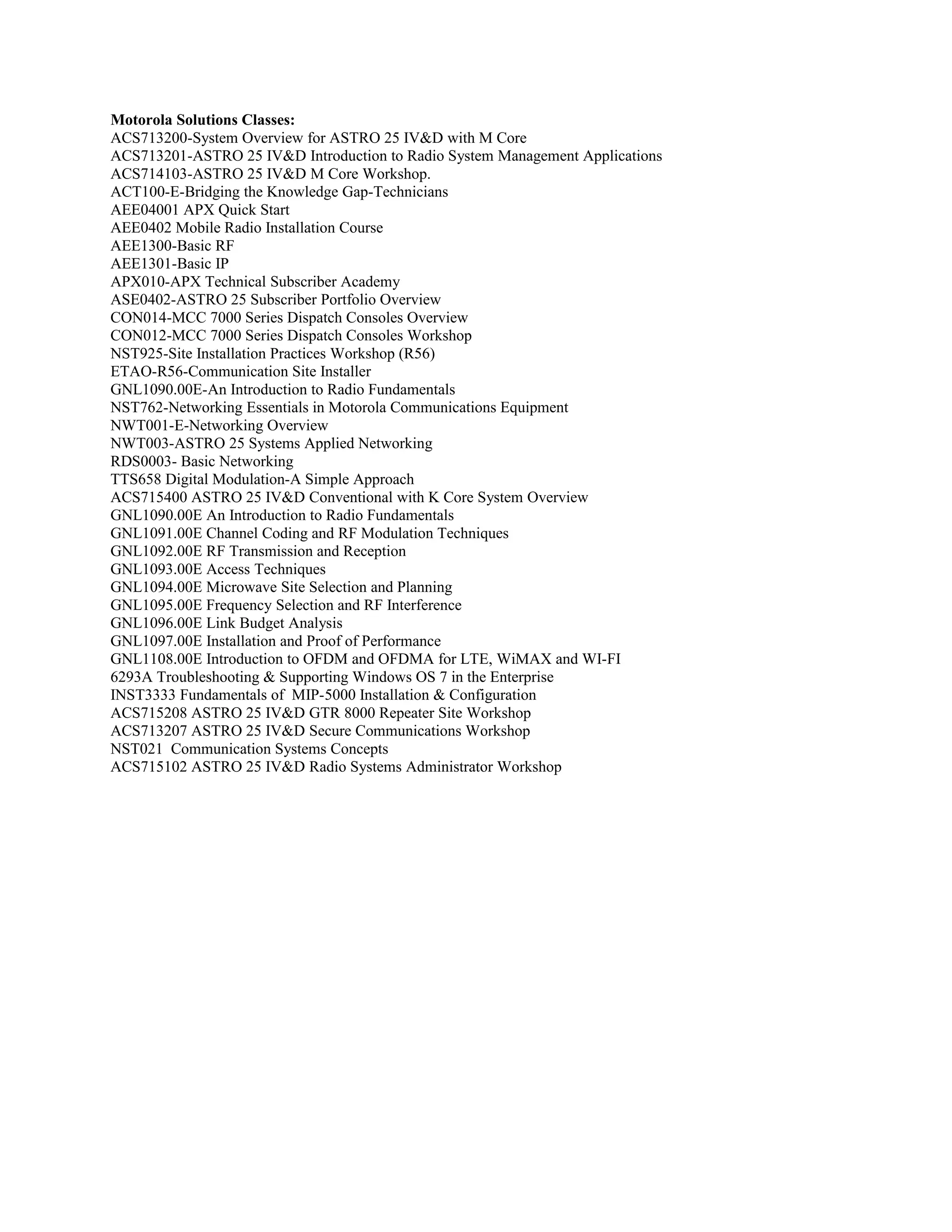 Motorola Classes | DOC