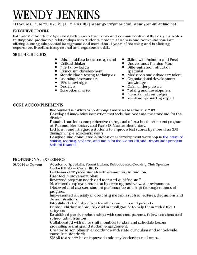 Wendy Jenkins Resume 1 | PDF