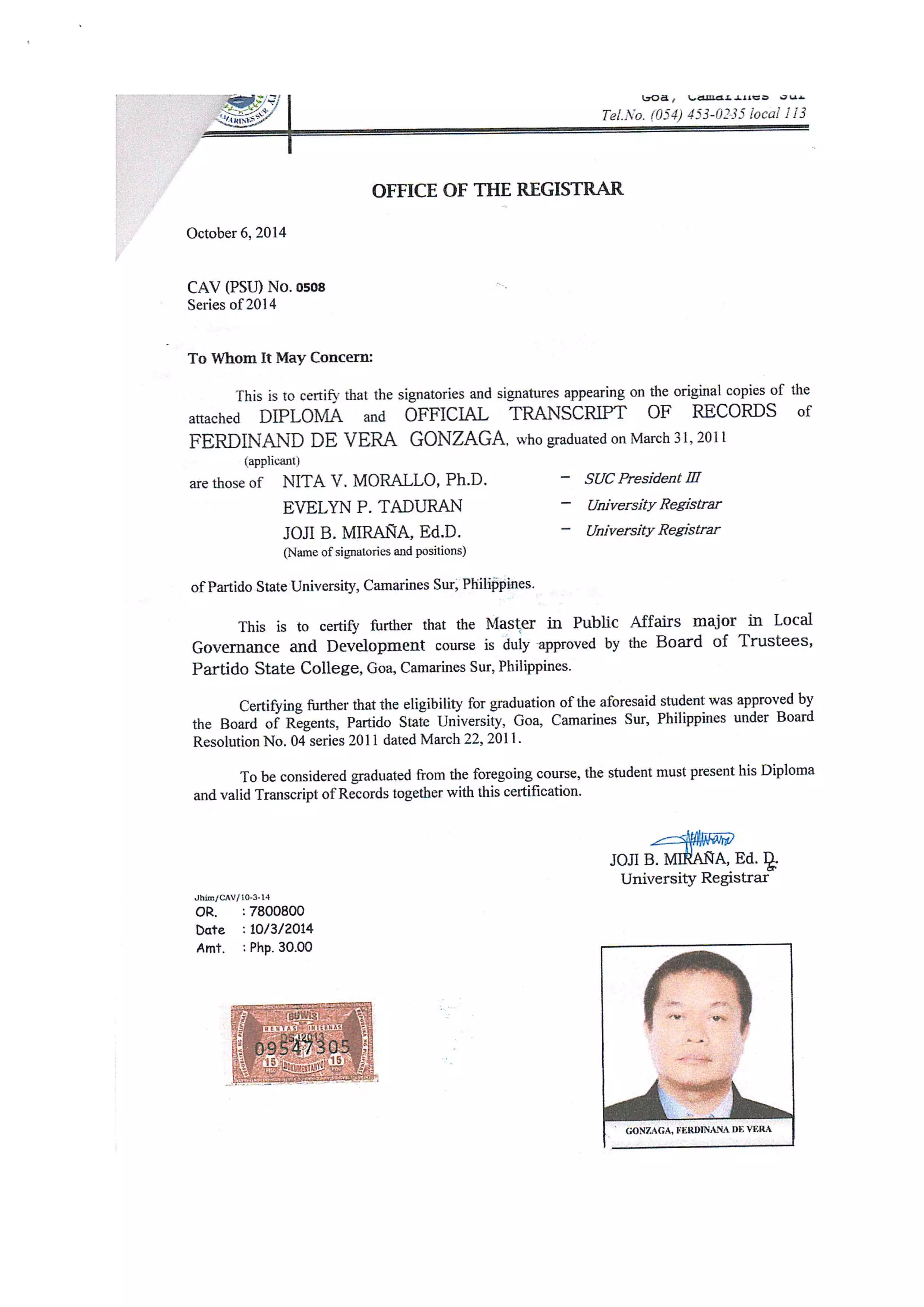 Master's Degree Authenticated Documents | PDF