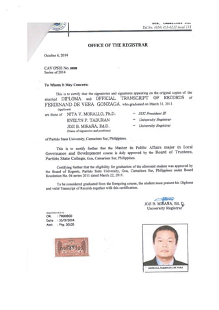 Master's Degree Authenticated Documents | PDF