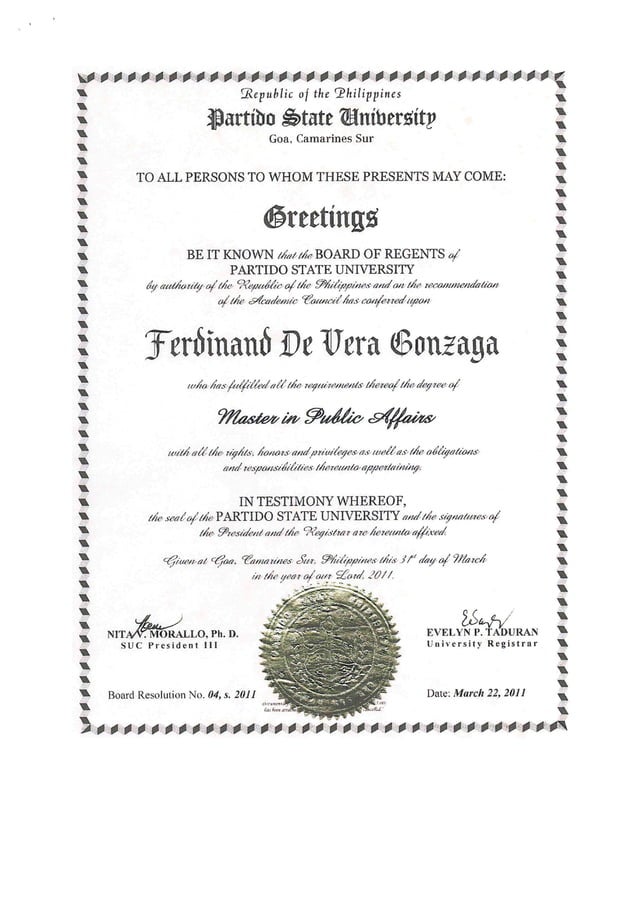 Master's Degree Authenticated Documents | PDF