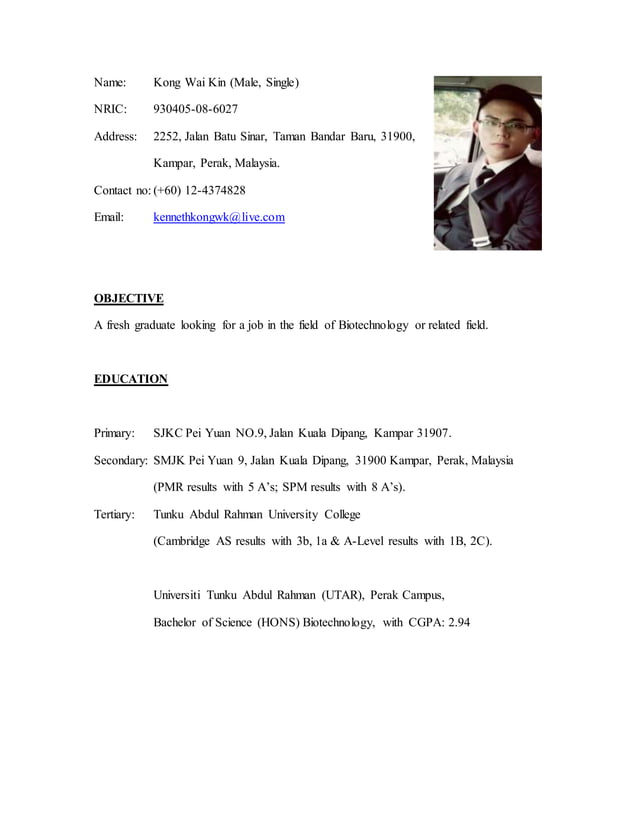 Kong Wai Kin's resume | DOCX
