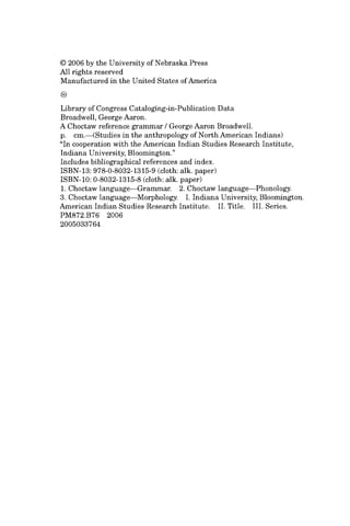 A Choctaw Reference Grammar George Aaron Broadwell | PDF