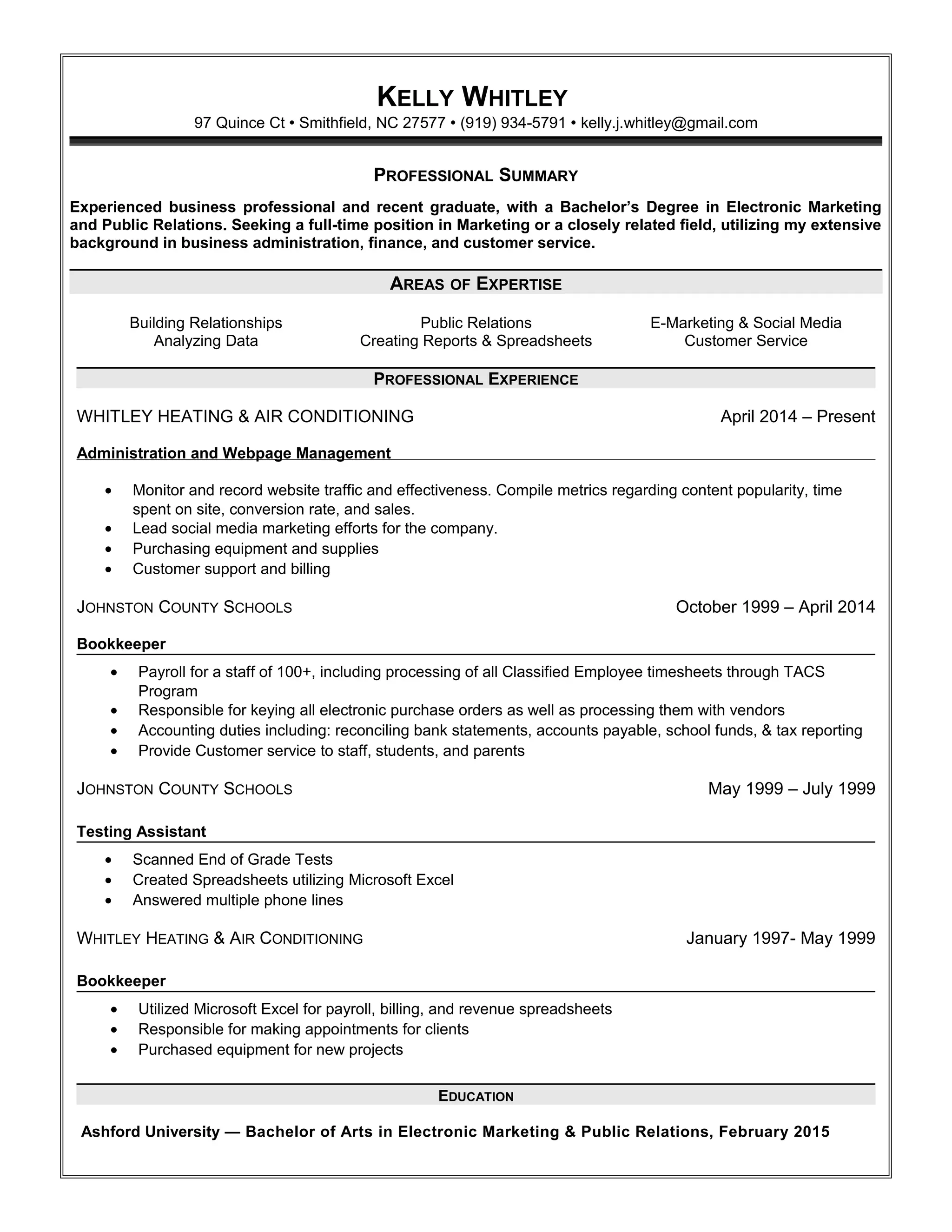 KELLY WHITLEY RESUME UPDATE APRIL 2016 | DOC
