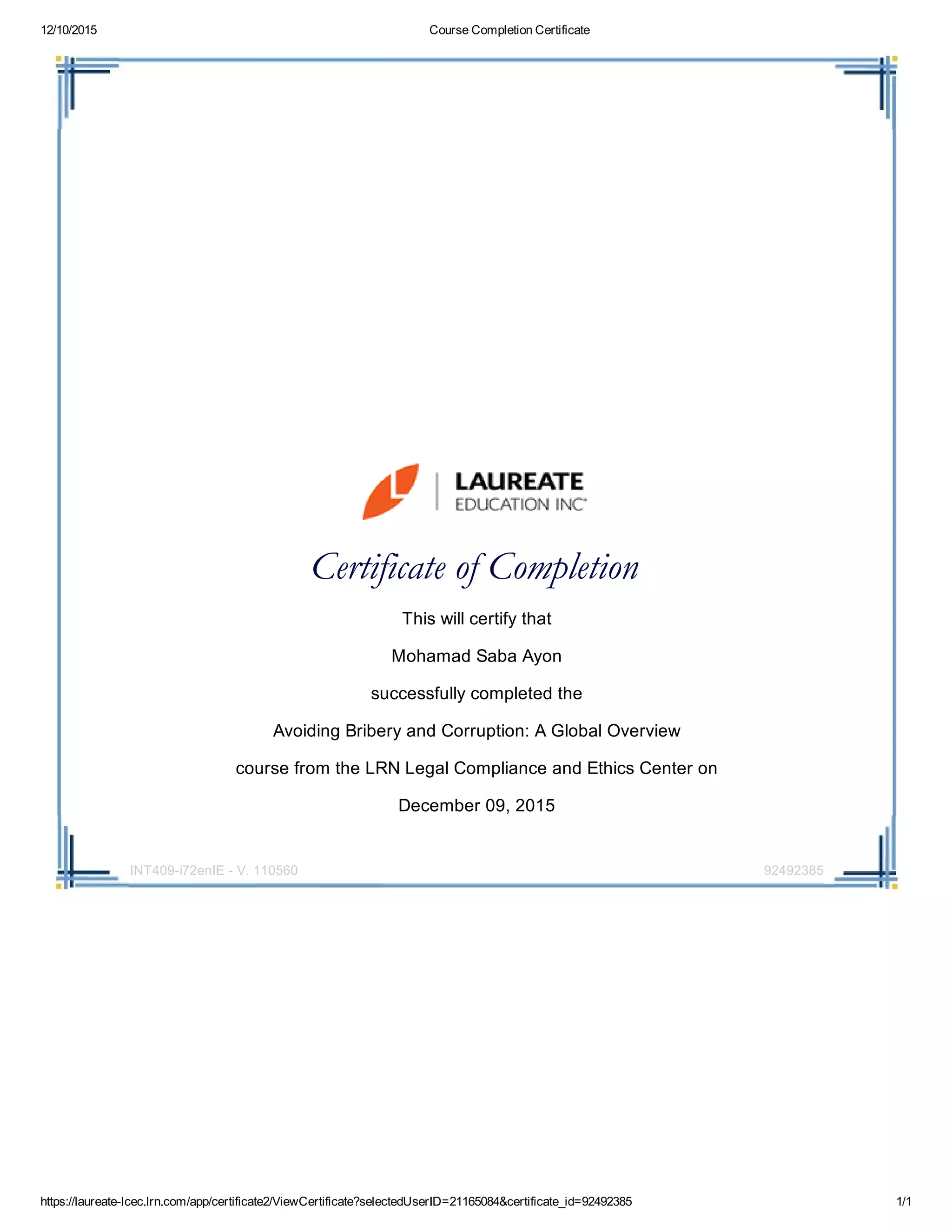 Course Completion 01Certificate | PDF