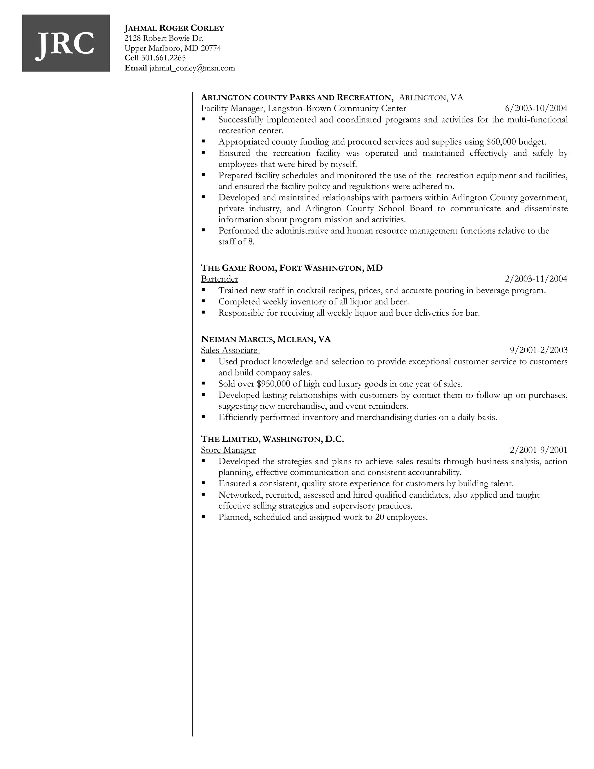 new resume jrc DRAFT | PDF