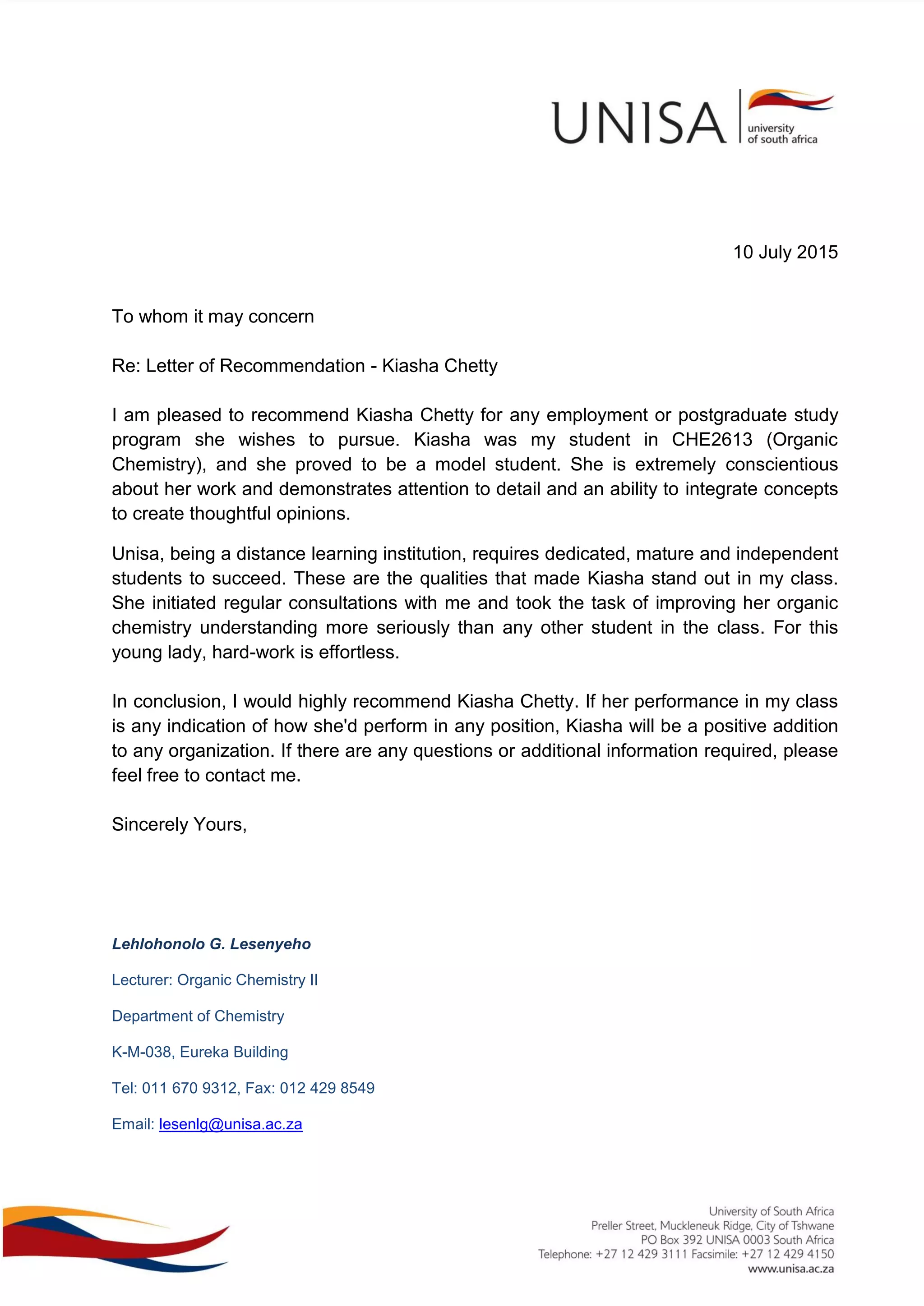 Recommendation letter | PDF