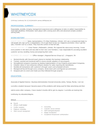 whitney cox resume | DOCX
