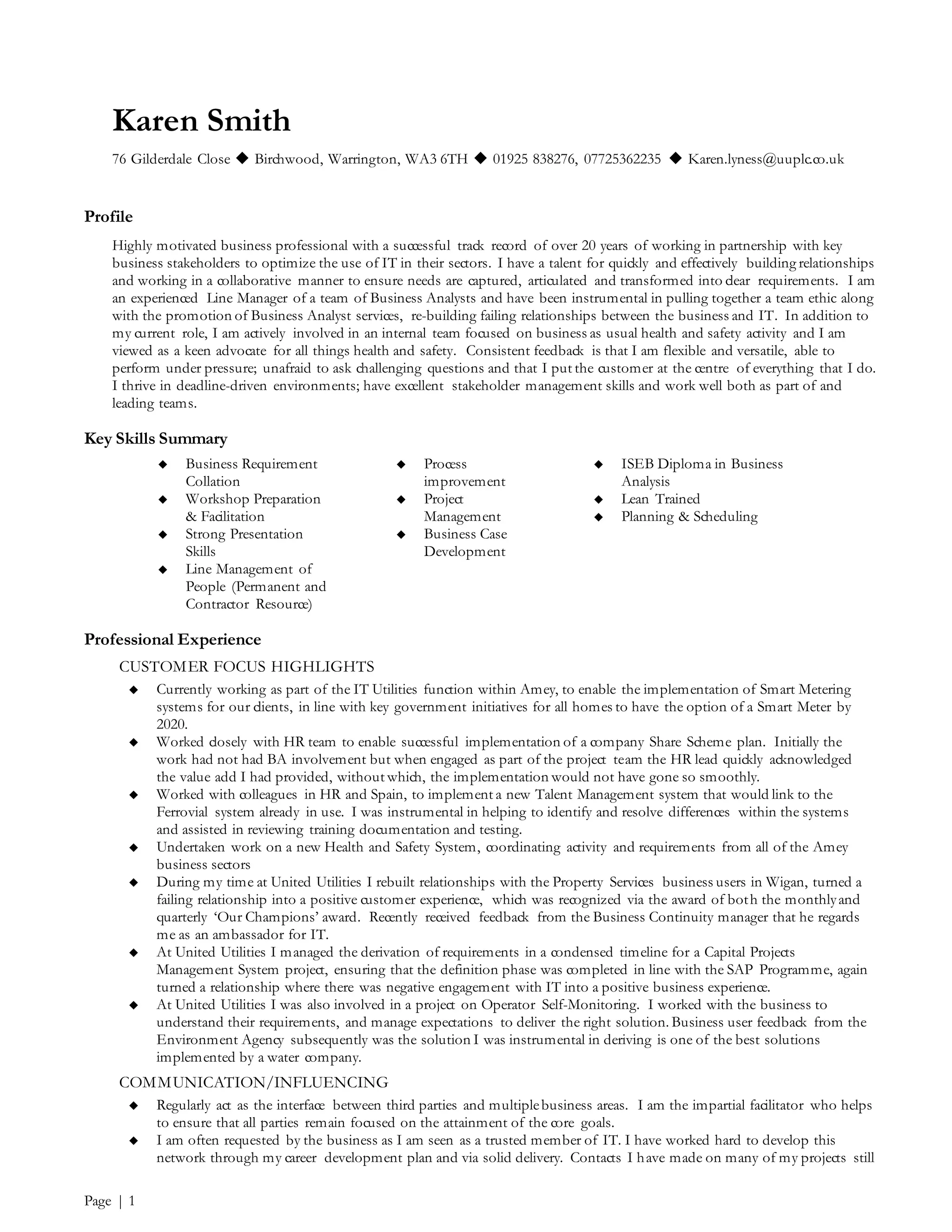 Karen Smith - CV Nov 16 | PDF