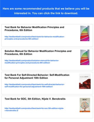 Test Bank for Behavior Modification Principles and Procedures, 5th ...