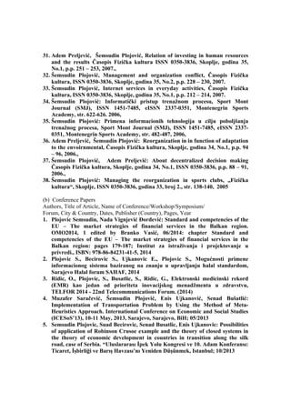 CURRICULUM VITAE academic Semsudin Plojovic | PDF