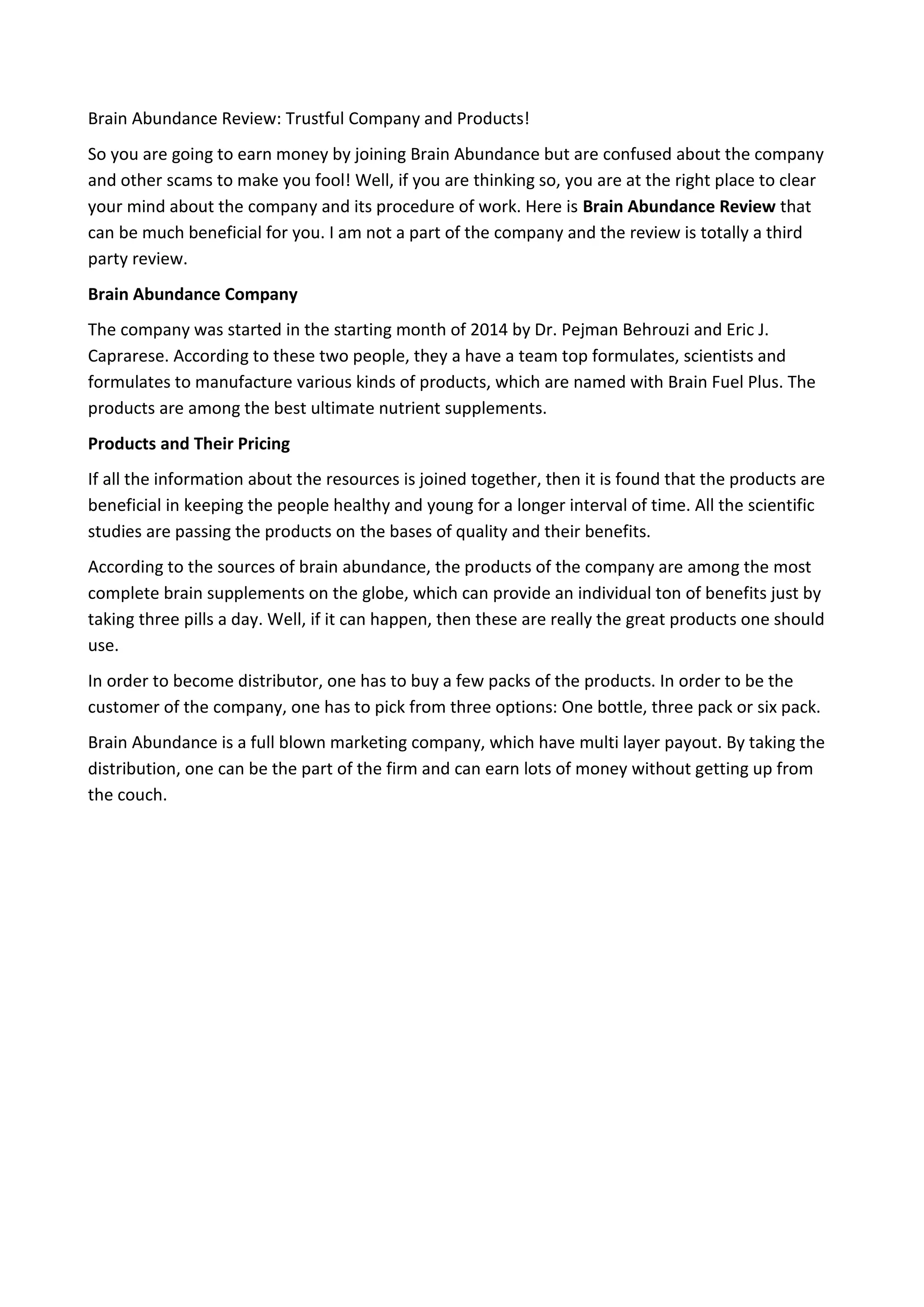 Brain Abundance Review PDF Brain Abundance Review PDF