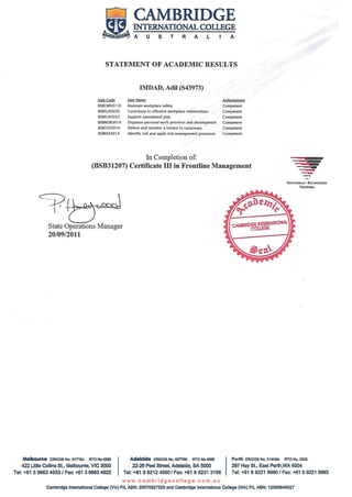 Certificate 3 Transcript | PDF