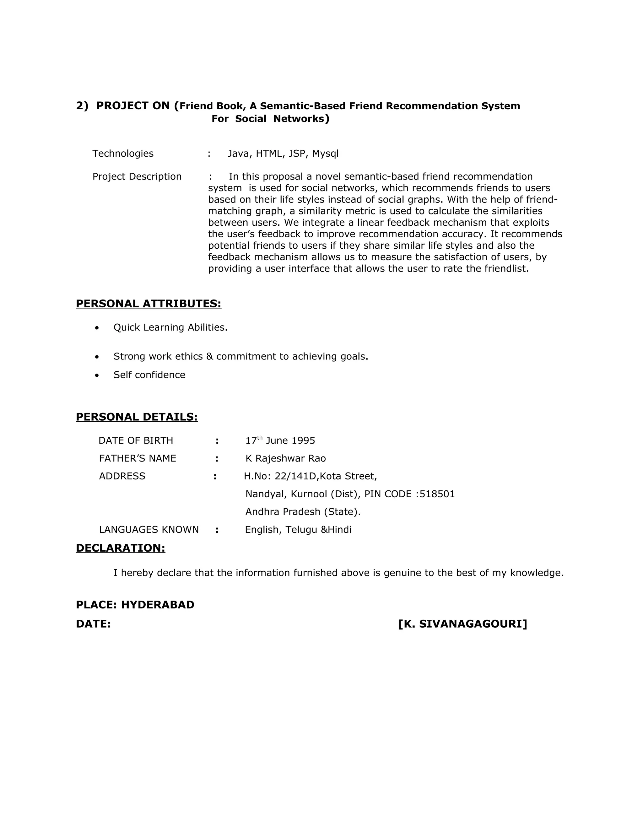 Resume -Kantamraju Siva Naga Gouri | DOC | Databases | Computer Software and Applications