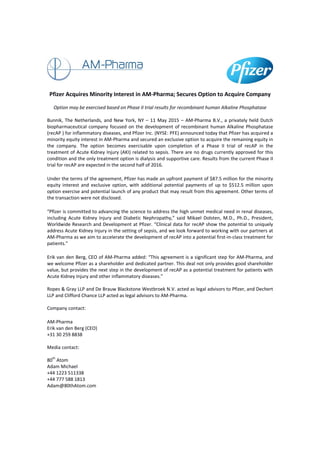 Pfizer AM-Pharma press release English | PDF