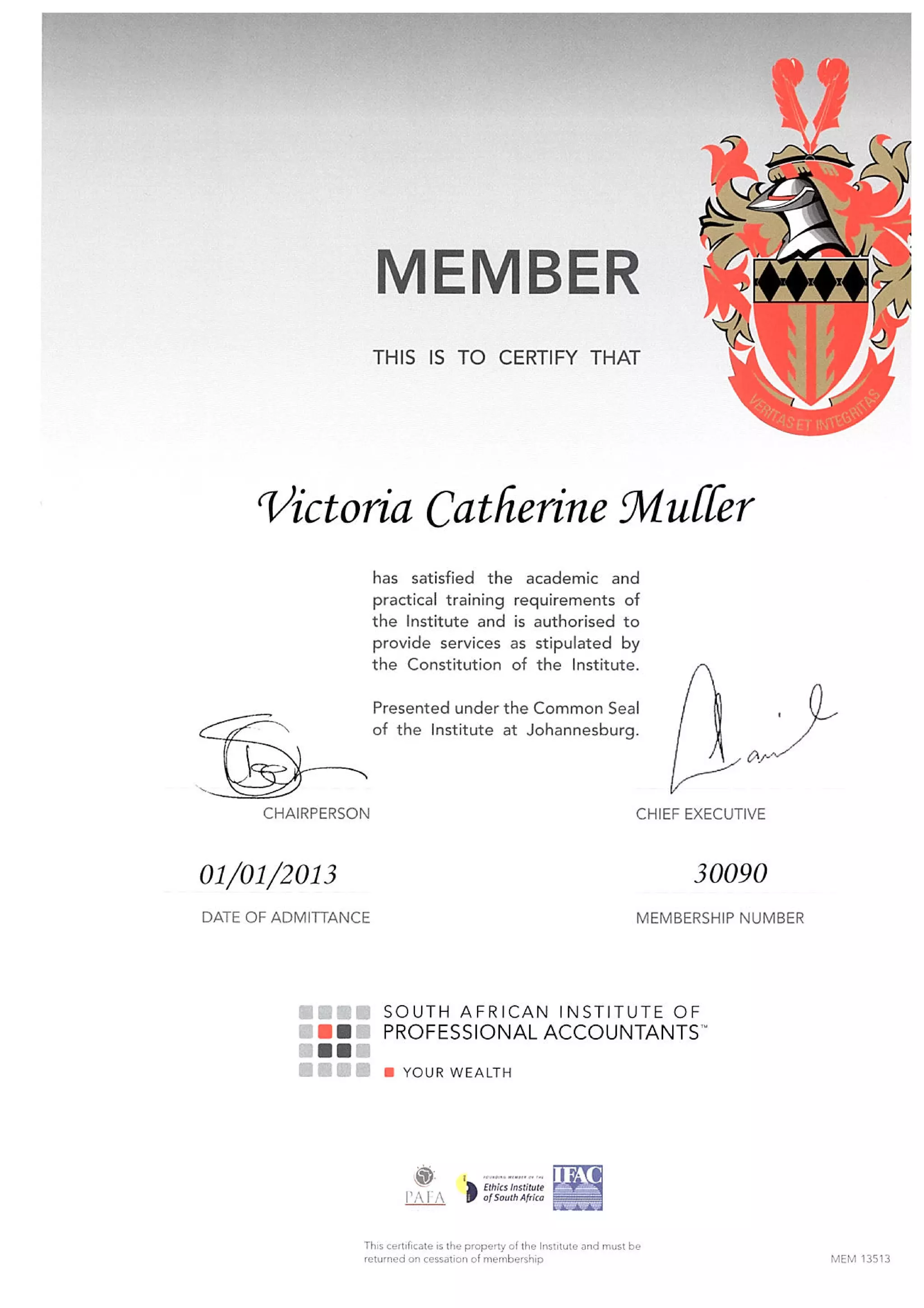 SAIPA Certificate | PDF