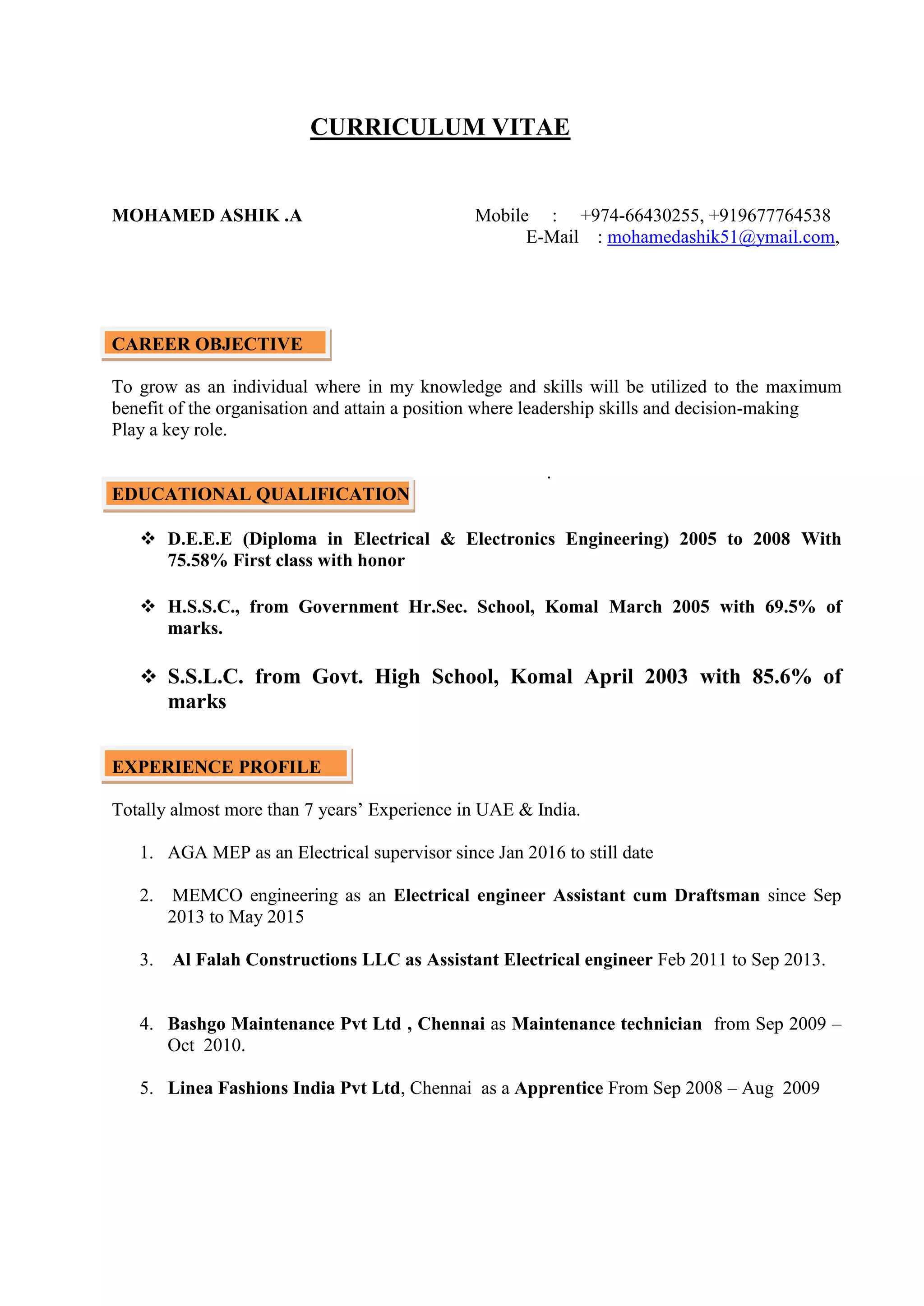 Ashik CV | PDF