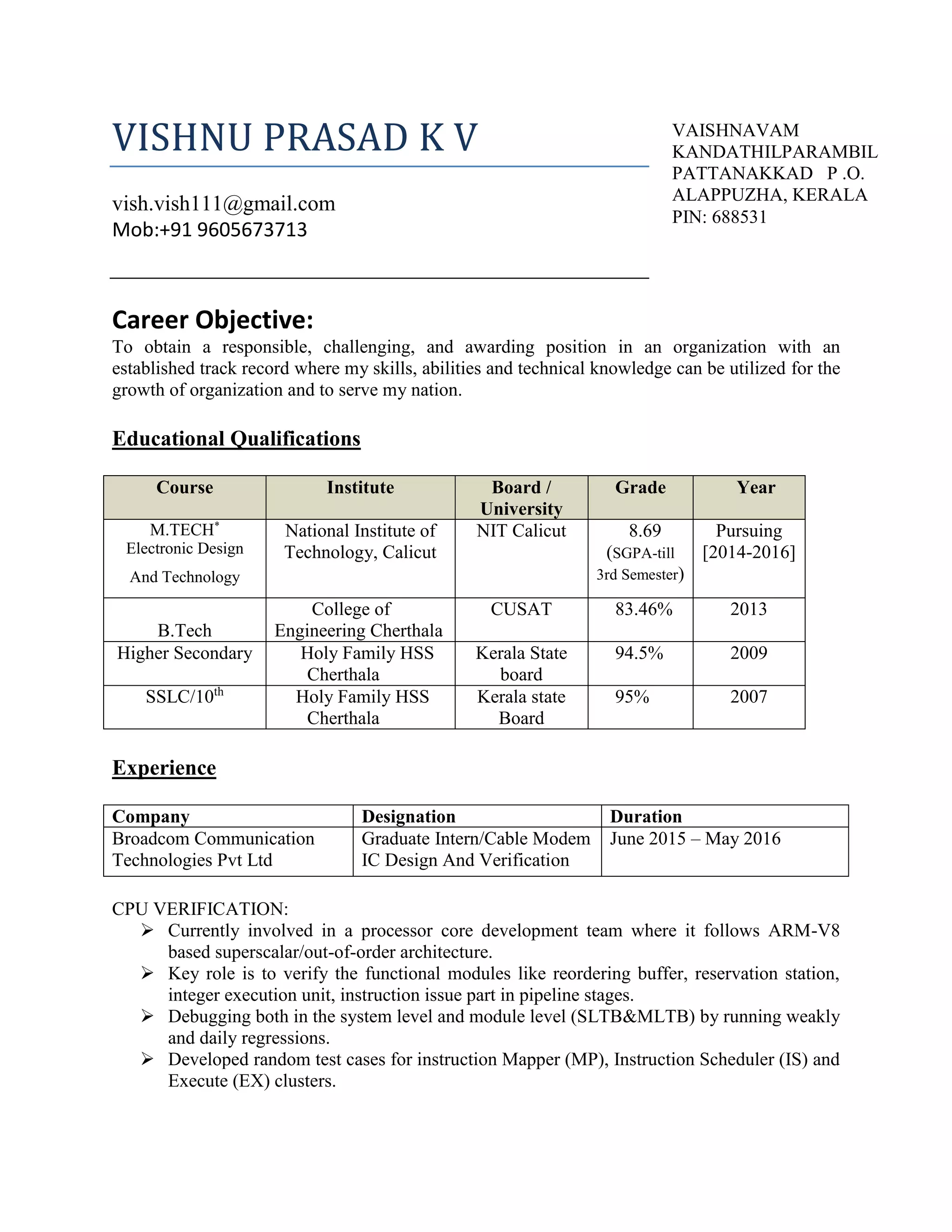 resume -vishnu_3 | PDF