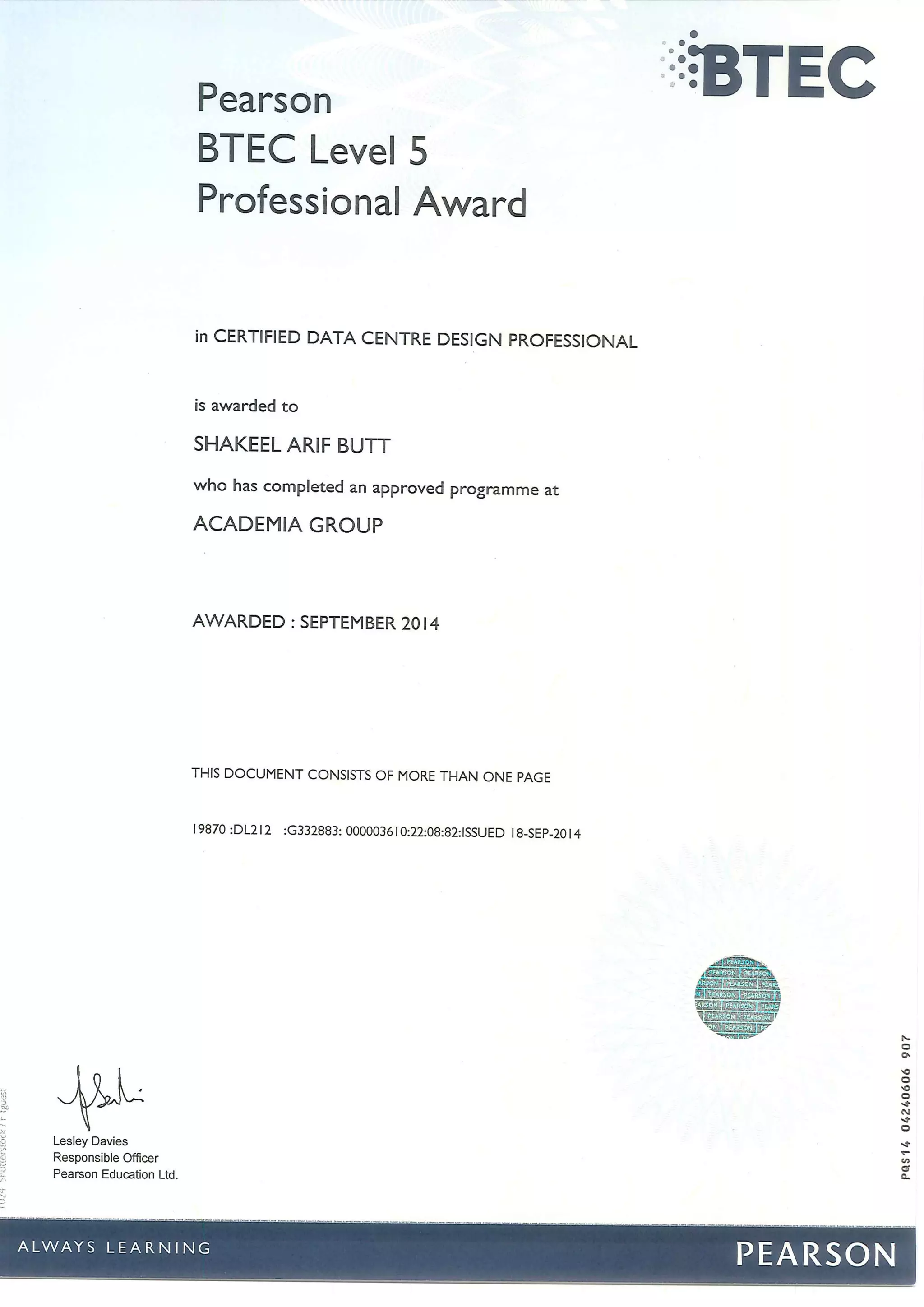 BTEC Certificate (1) | PDF