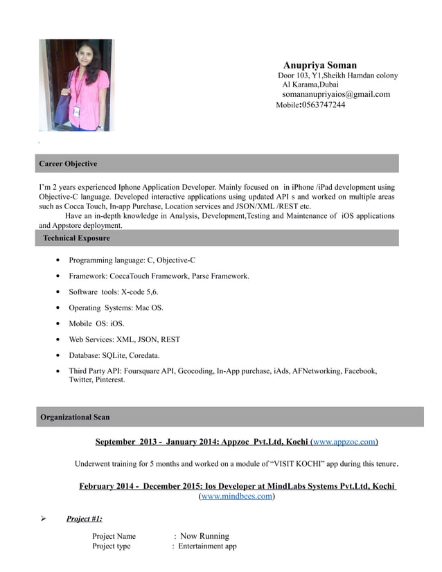 Anupriya iOS Dev Resume | DOC